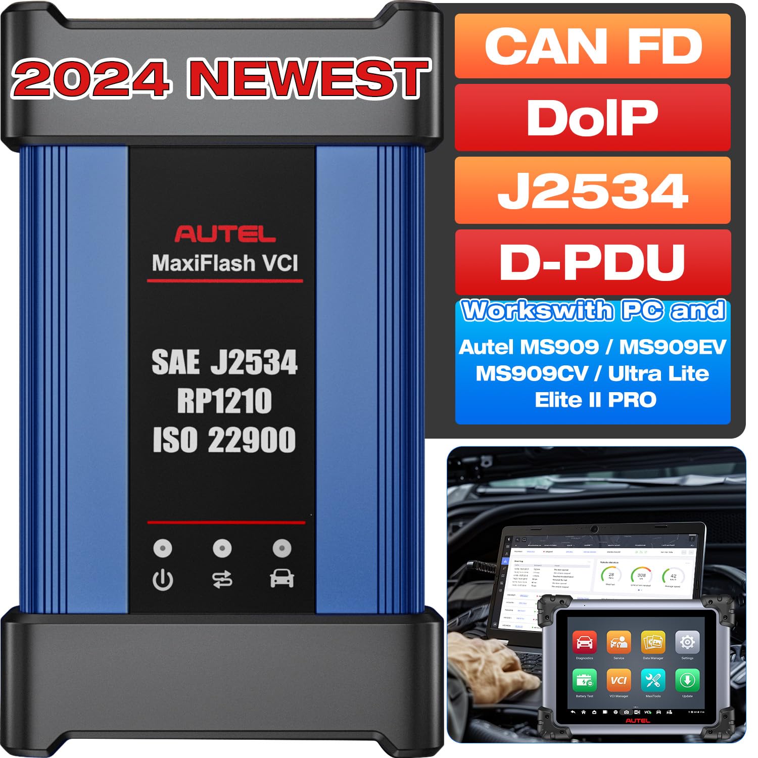 Amazon.com: Autel MaxiFlash VCI J2534 Pass-Thru ECU Programming Tool ...