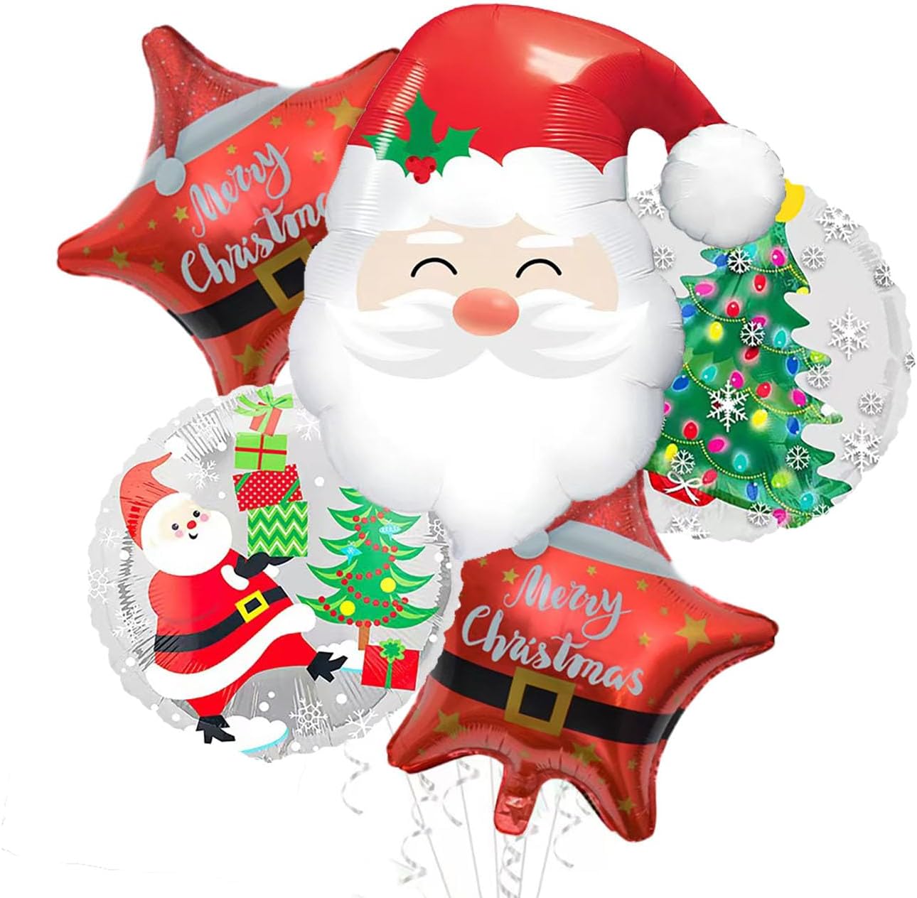 Amazon.com: Santa Claus Balloons Set Christmas Balloons Pack 5 New Year ...