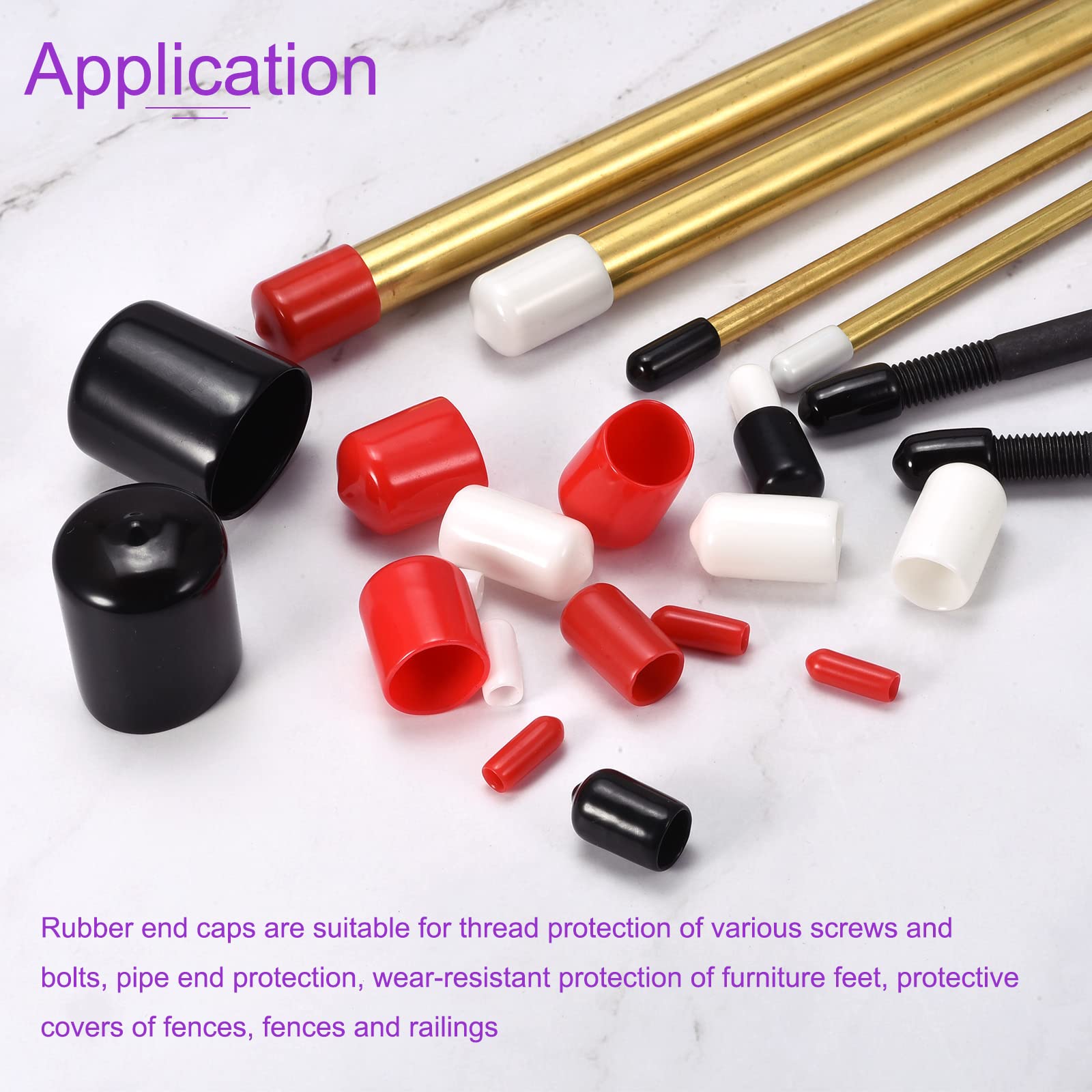 Snapklik.com : 80 Pack 3/8" ID Red Screw Thread Protectors Rubber End ...