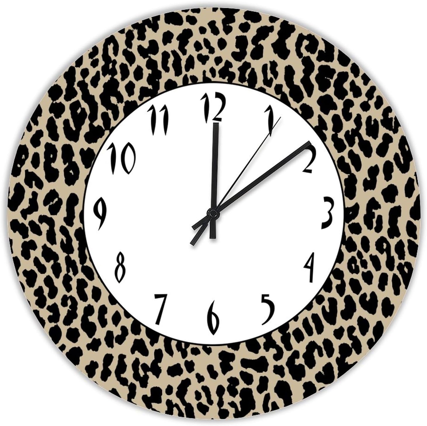 Amazon.com: Round Wooden Clock for Wall Decor Black And Brown Cheetah ...