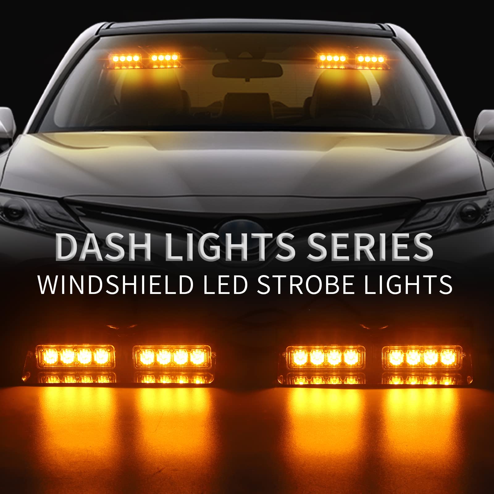 Snapklik.com : XRIDONSEN Amber 2 In 1 Emergency Dash Strobe Lights ...