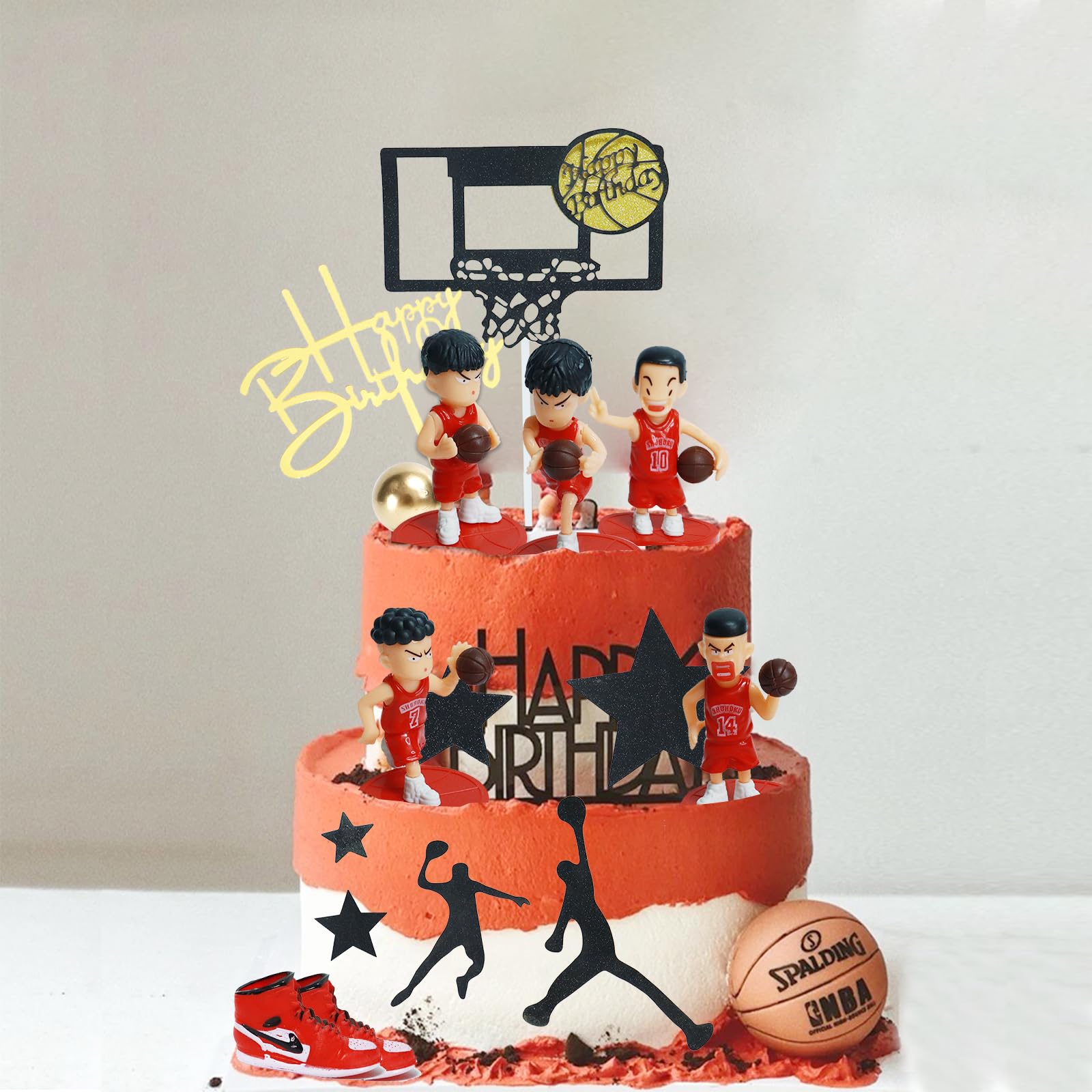 Amazon.com: Basketball Cake Toppers, Black Star Sport Basketball Cake ...