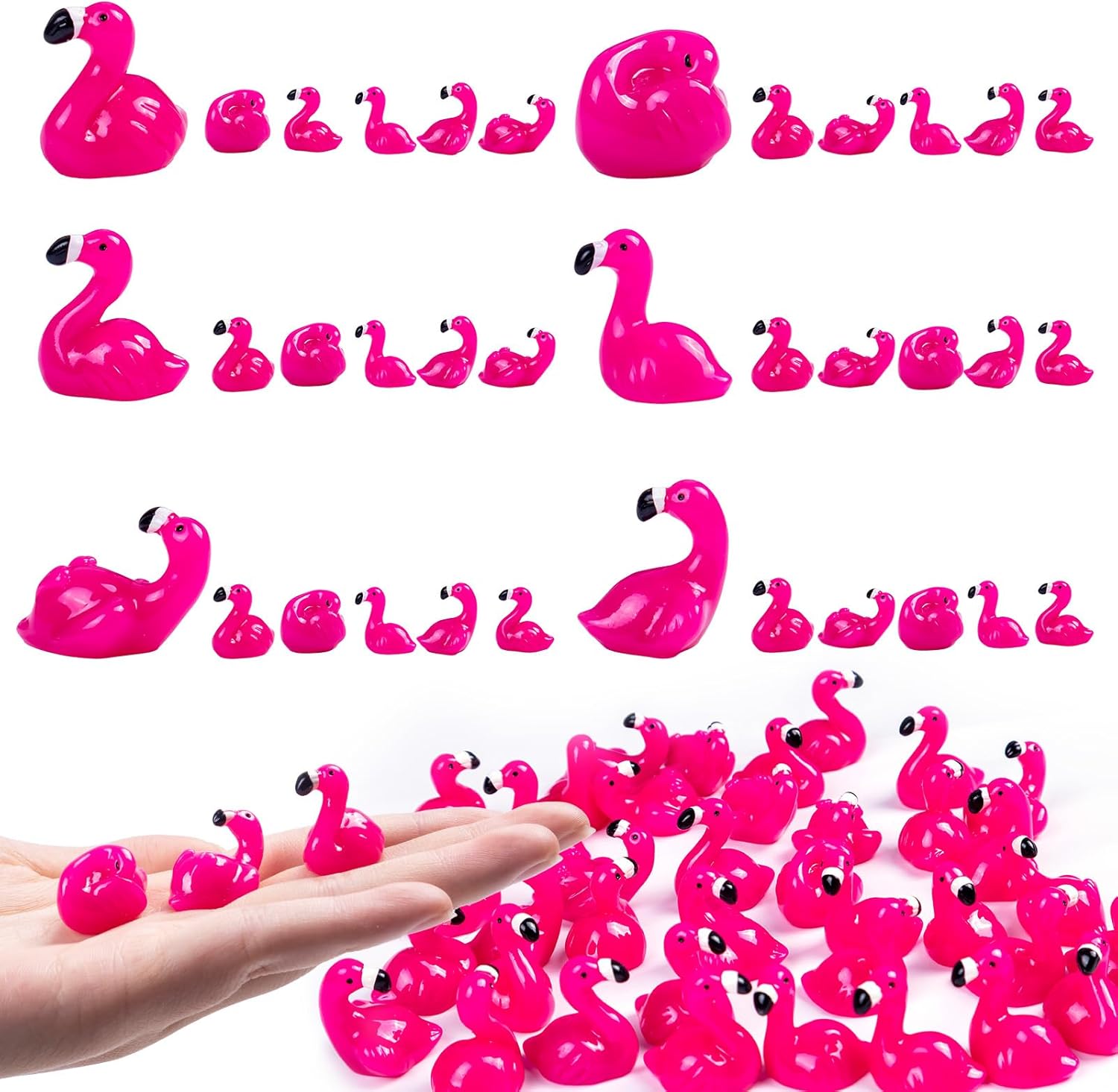 Amazon.com: dsooldre 60PCS Mini Resin Animals Cute Rose Pink Tiny ...