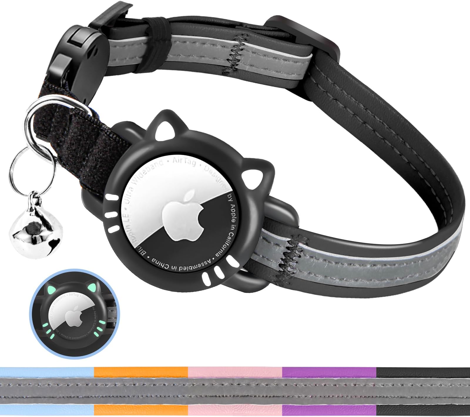 Ytanest Luminous AirTag Cat Collar,Reflective and Breakaway Cat Collar ...