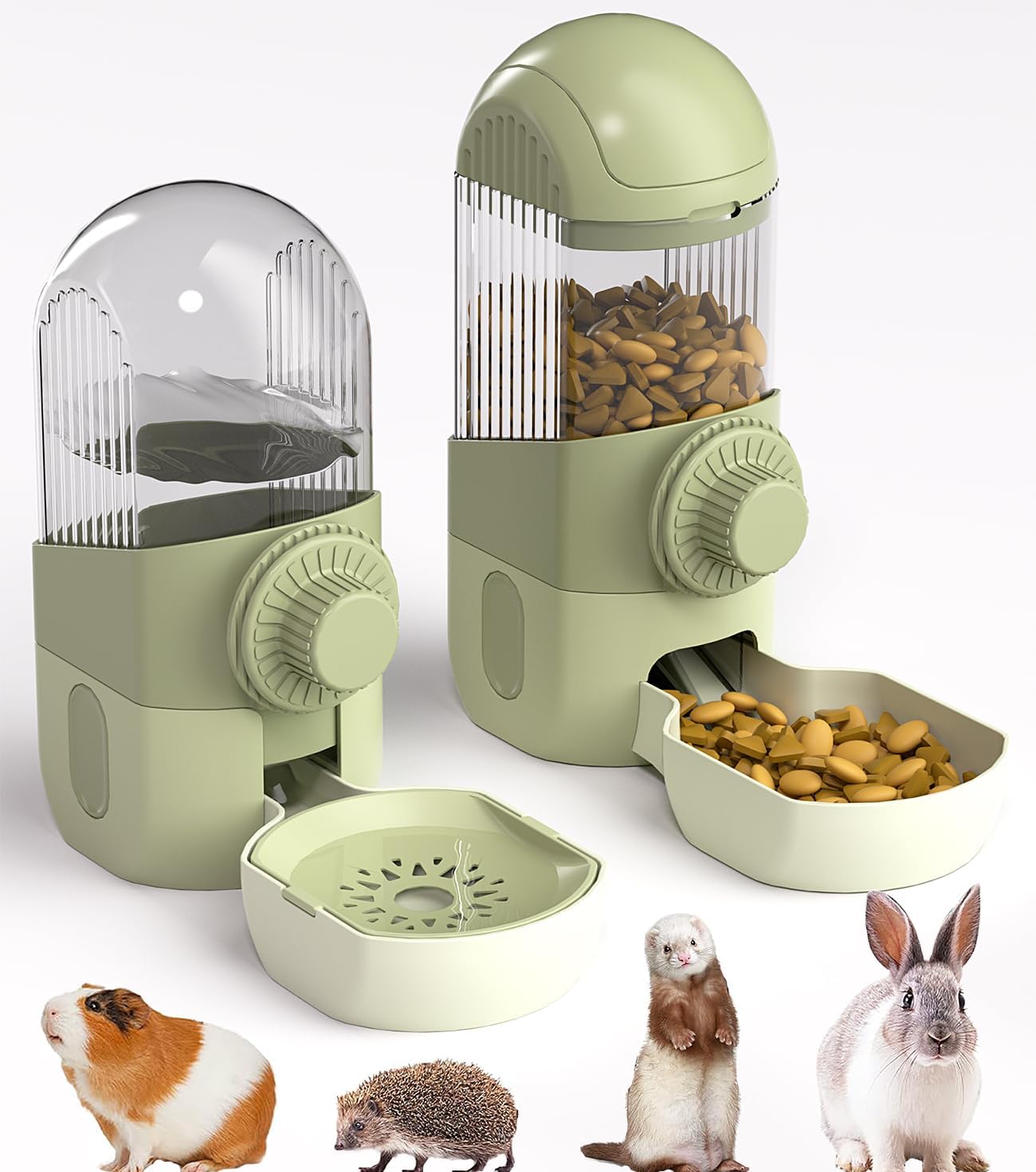 Hanging Automatic Bunny Food Water Dispenser, Gravity Rabbit Feeder and ...