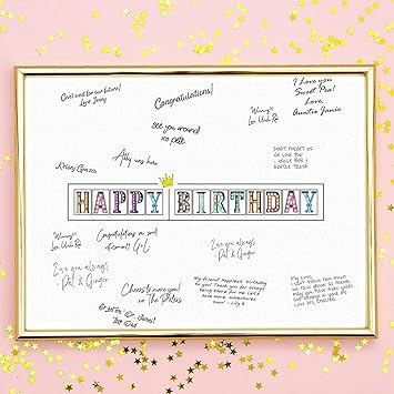 Amazon.com: Yiueoiar Happy Birthday Party Decorations Signature Card ...