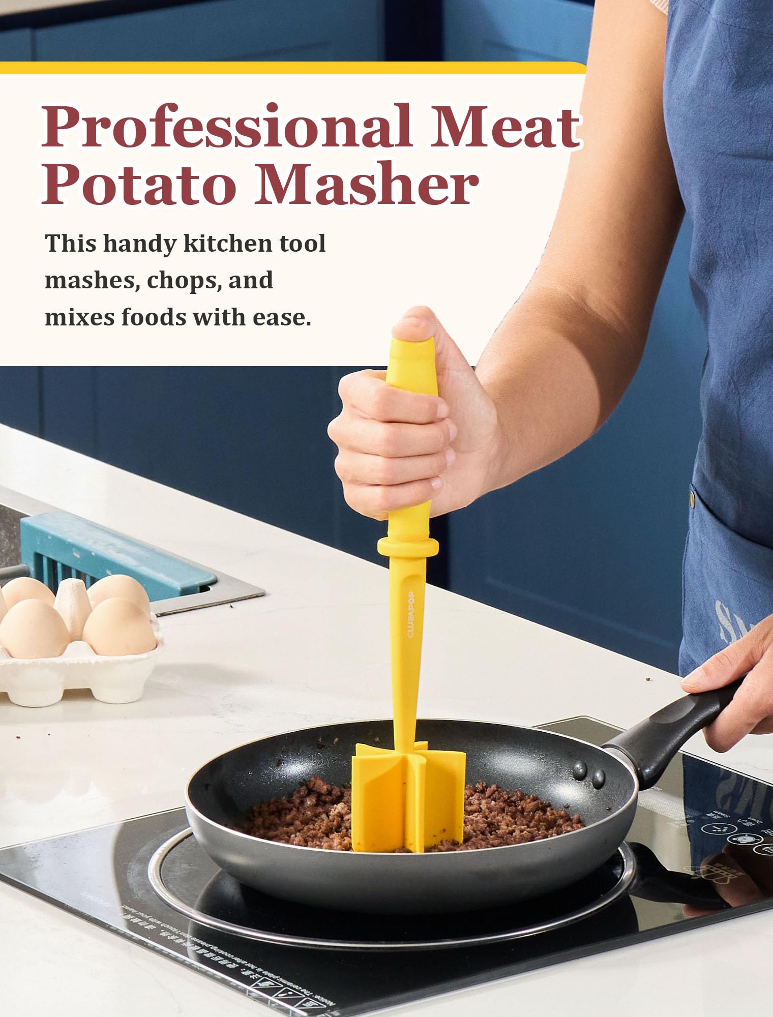 Hamburger Masher The Pampered Mix N Chop Meat Chopper - 5-Blade Ground ...