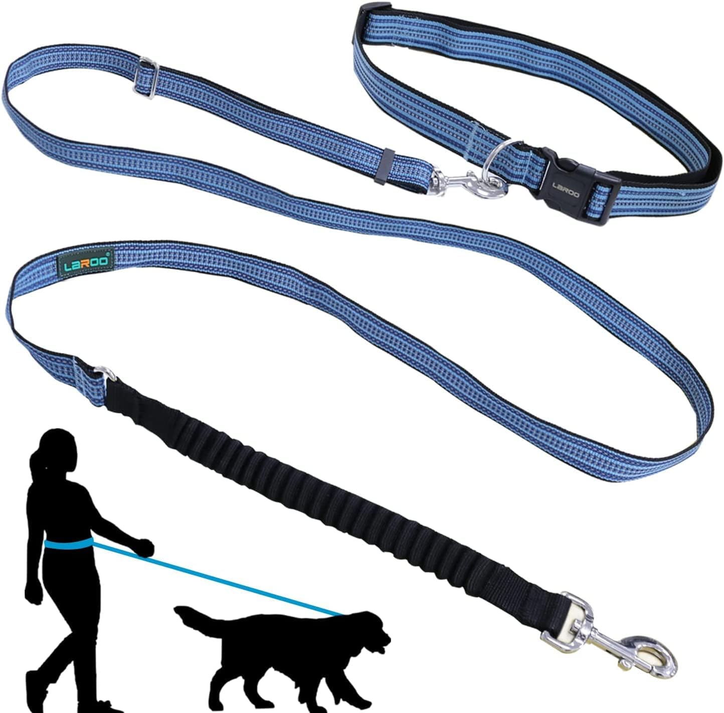 Amazon.com : LaRoo Hands Free Dog Leash with Buffer Strap, Night Safety ...