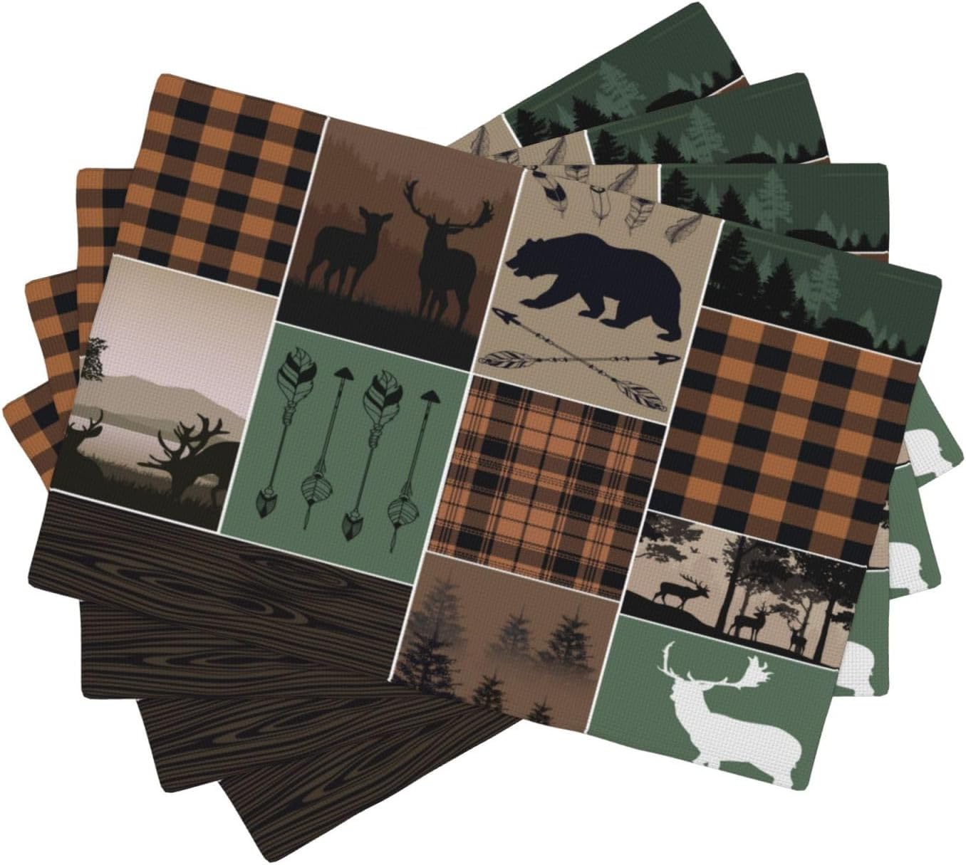 Amazon.com: Llylumty Rustic Country Cabin Hunting Moose Place Mats Set ...