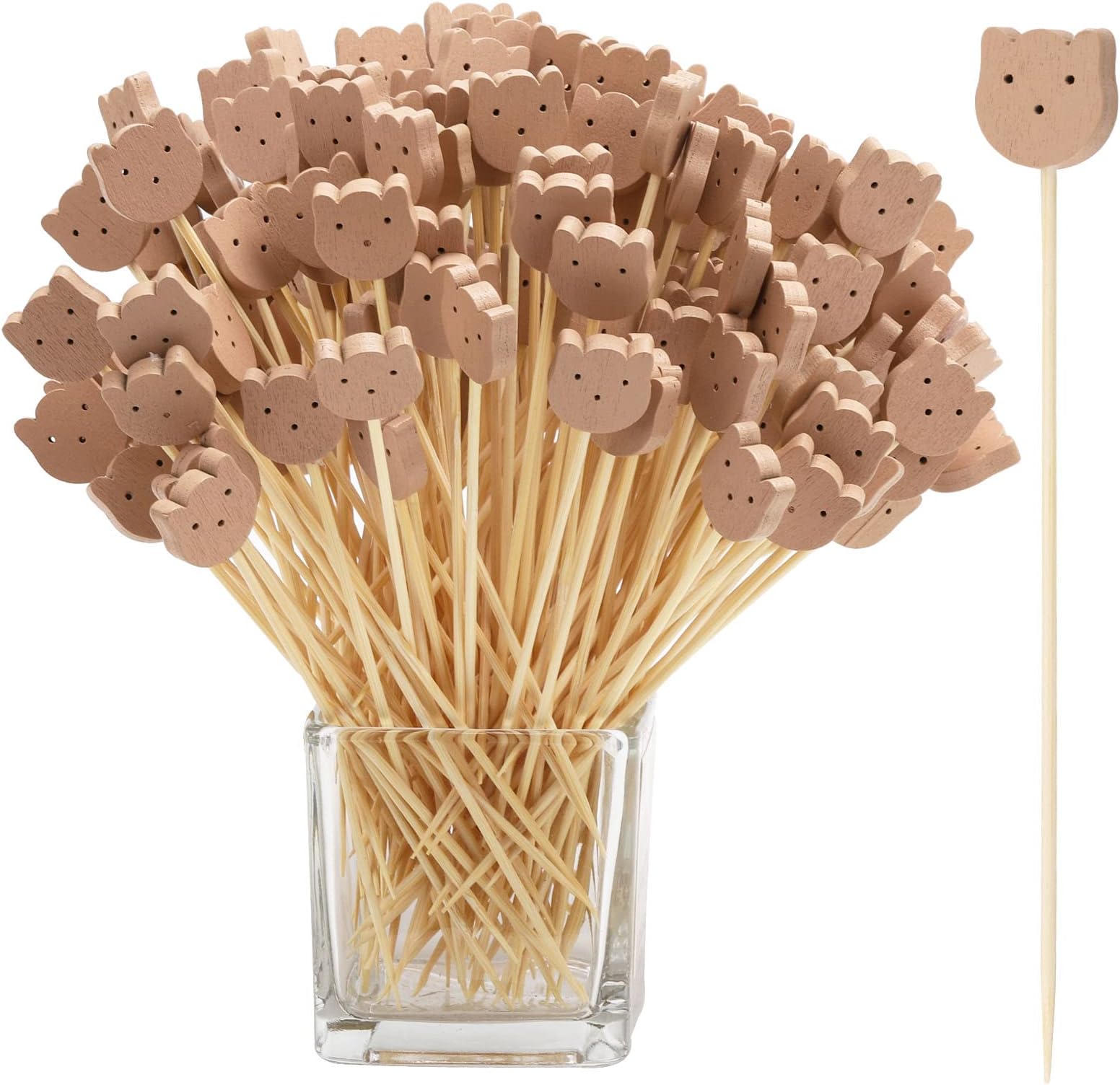 Amazon.com: BambooMN 4.7 Inch Blue Heart Bamboo Food and Drink Pick ...