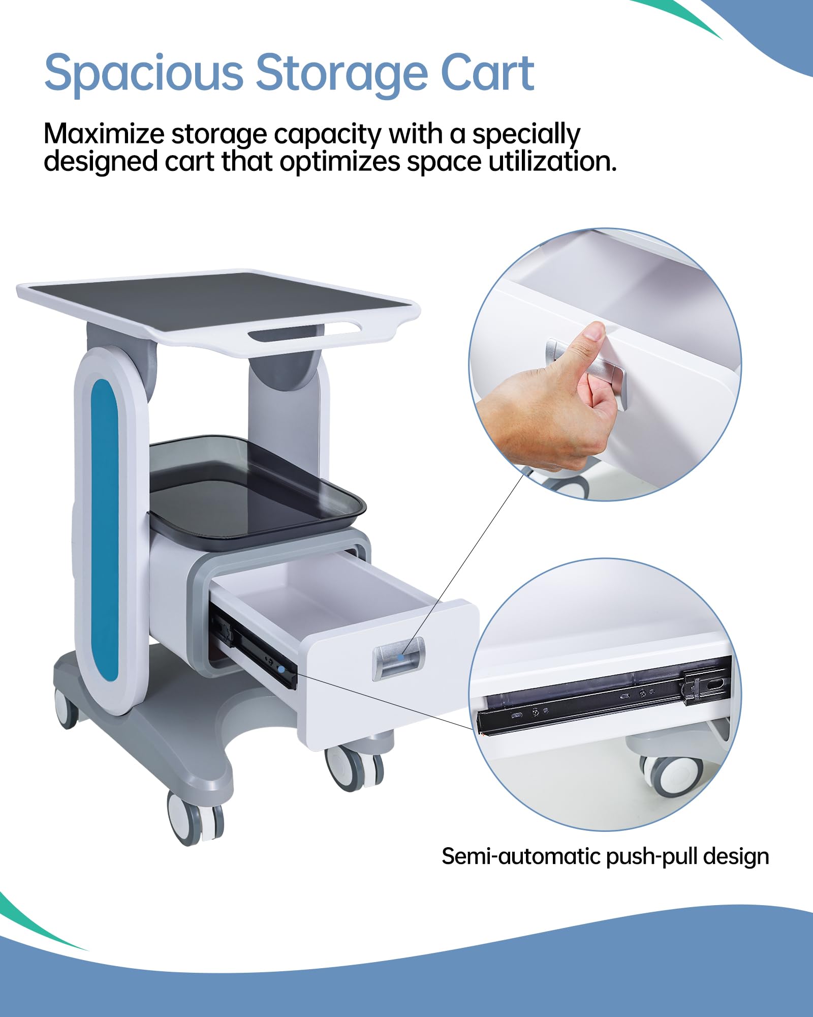 Professional Medical Trolley Cart with Wheels Mobile Ultrasound Cart ...