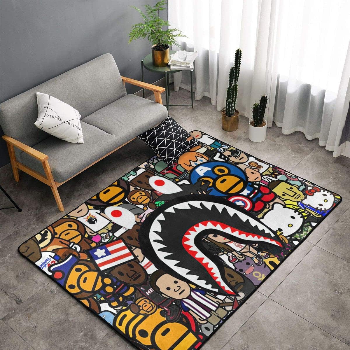 Amazon.com: EXELNT Large Outdoor Rug Bape Rug, Non-Slip Bathroom Rugs ...
