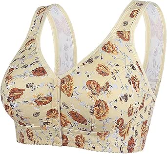 Front Closure Bras for Women Wireless Floral Padded Comfort Bra Hides ...