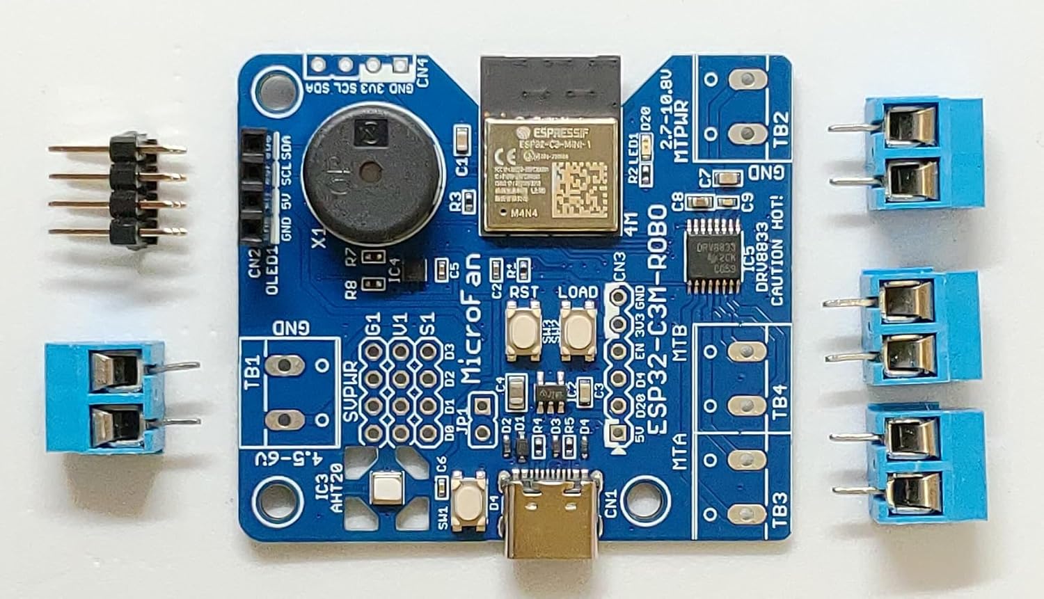 Amazon.co.jp: ESP32-C3M-ROBO (ESP32-C3-MINI-1) +センサー/RCサーボ/DCモーター コントローラ USB Type-C コネクタ 技適取得済 ...