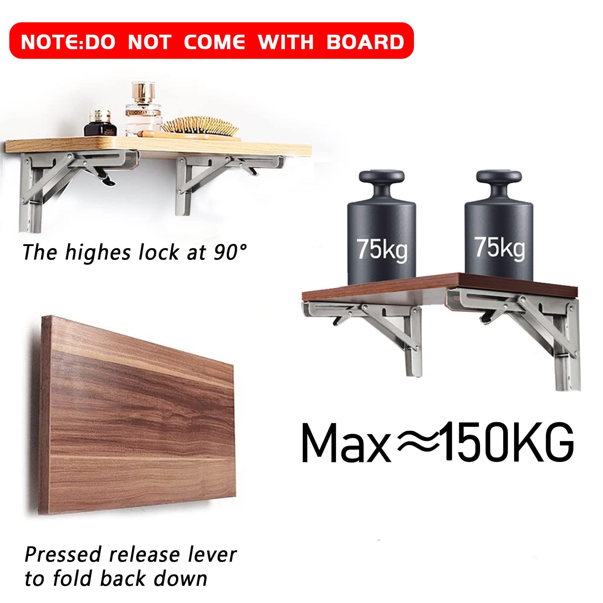 Snapklik.com : Folding Shelf Brackets Stainless Steel 16 Inch 2 Pcs Max ...