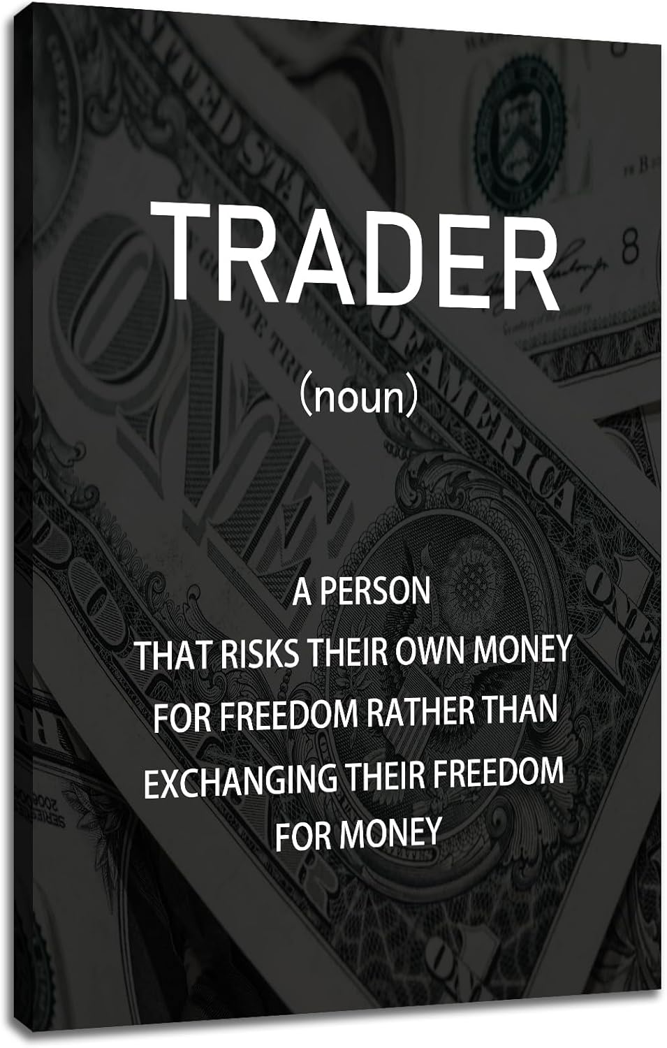 Amazon.com: Trader Noun Definition Canvas Wall Art Motivational Saying ...