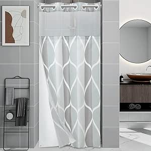 Amazon.com: Yiatn No Hook Grey Small Stall Shower Curtain with Snap in Fabric Liner Set - Hotel ...