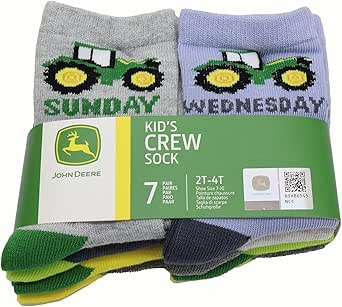 Amazon.com: John Deere Pack of 7 Crew Socks One for Each Day of the ...