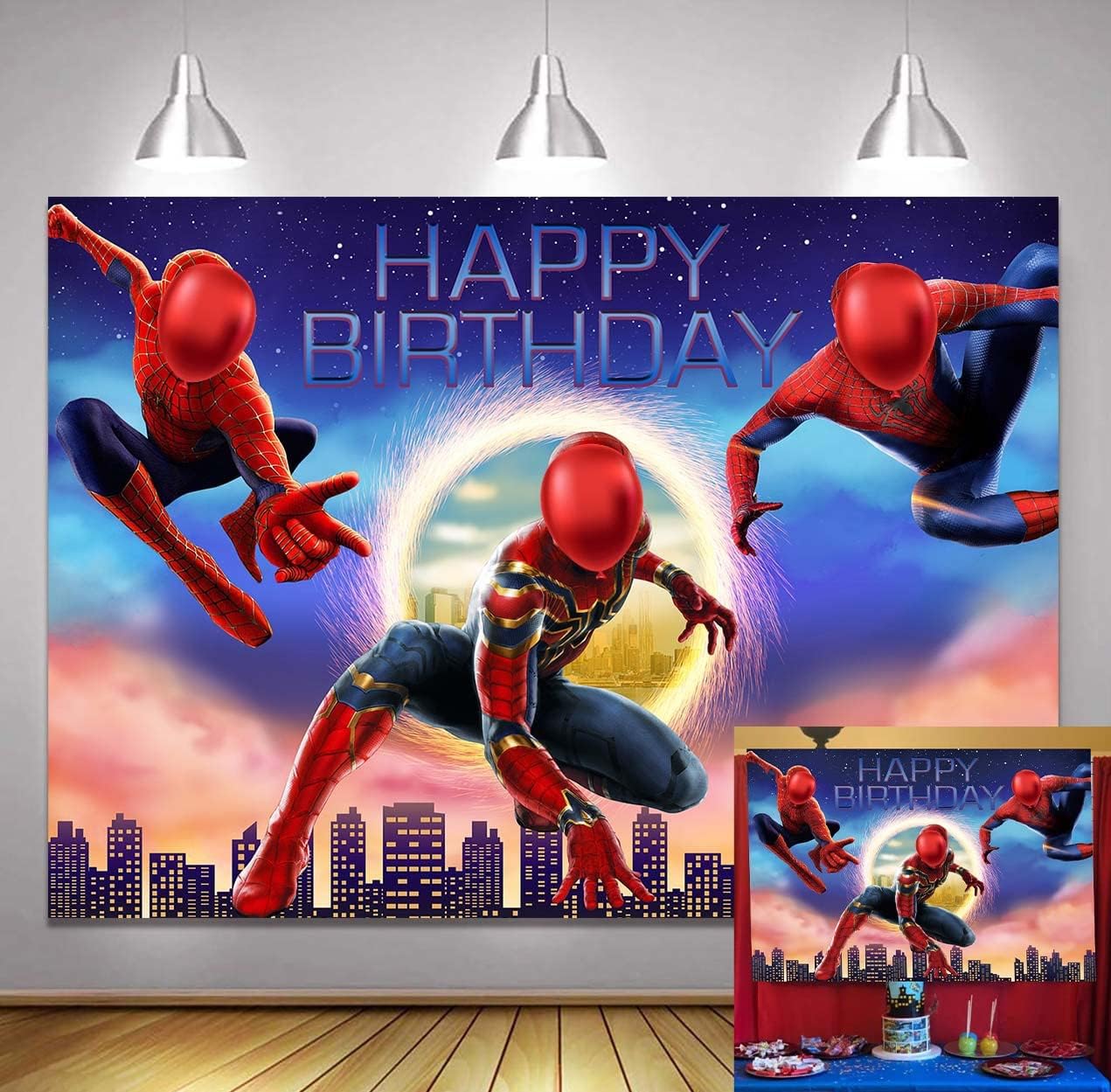 Amazon.com : Superhero Birthday Backdrop Boy Birthday Party Photography ...