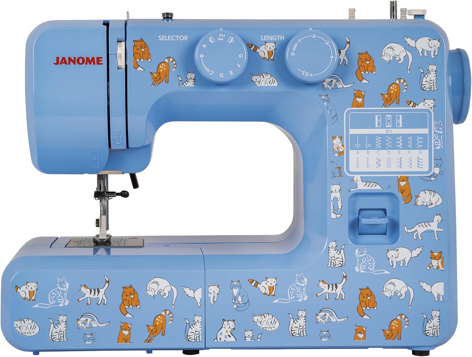 Janome Cat Fancy Easy-to-Use Sewing Machine with Interior Metal Frame ...