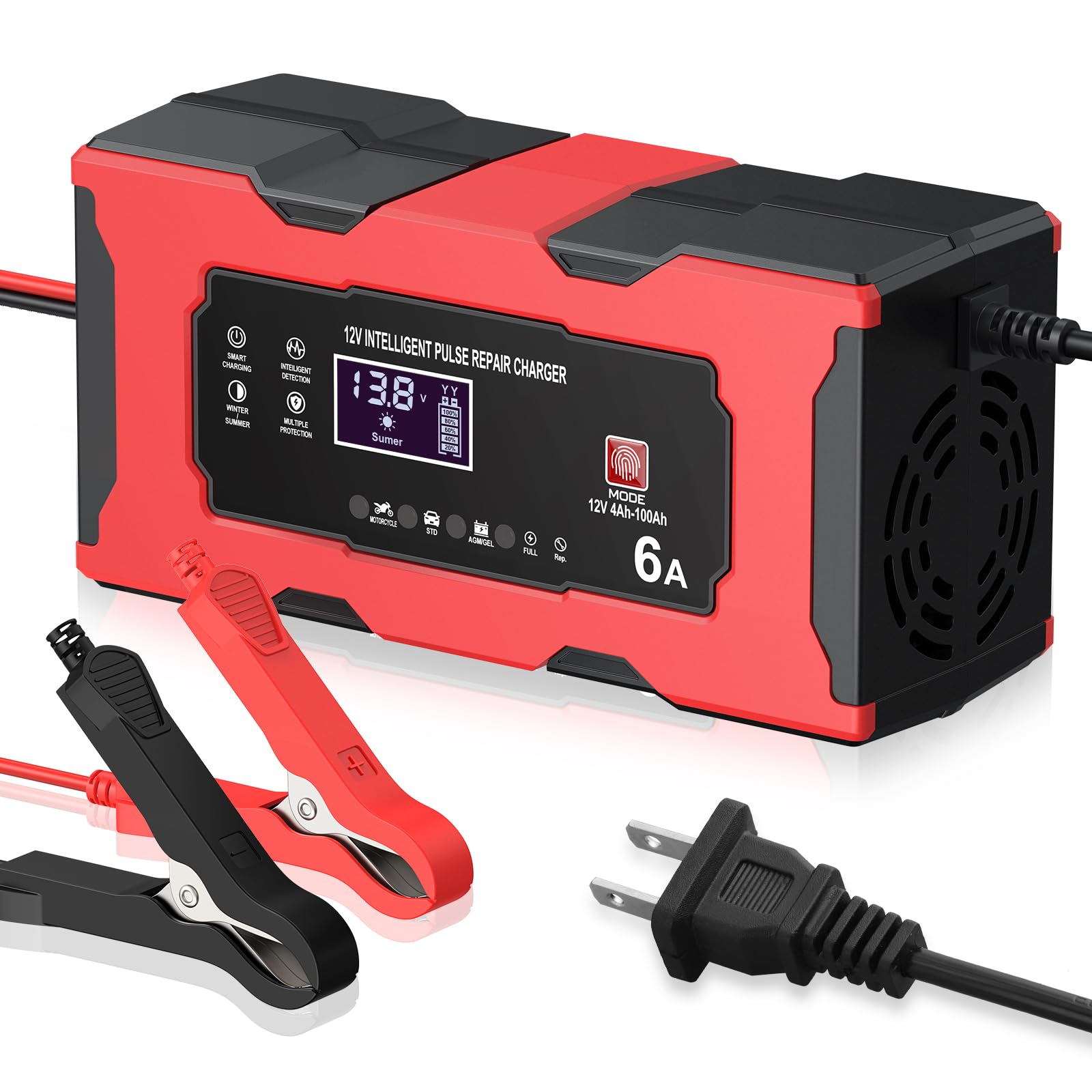 Amazon.com: EYPINS Car Battery Charger, 12V 6A Battery Charger Fully ...