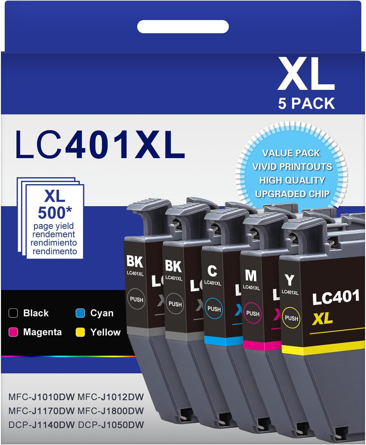 Amazon.com: Brother Genuine LC401XL 3PK High Yield 3-Pack Color -Ink ...