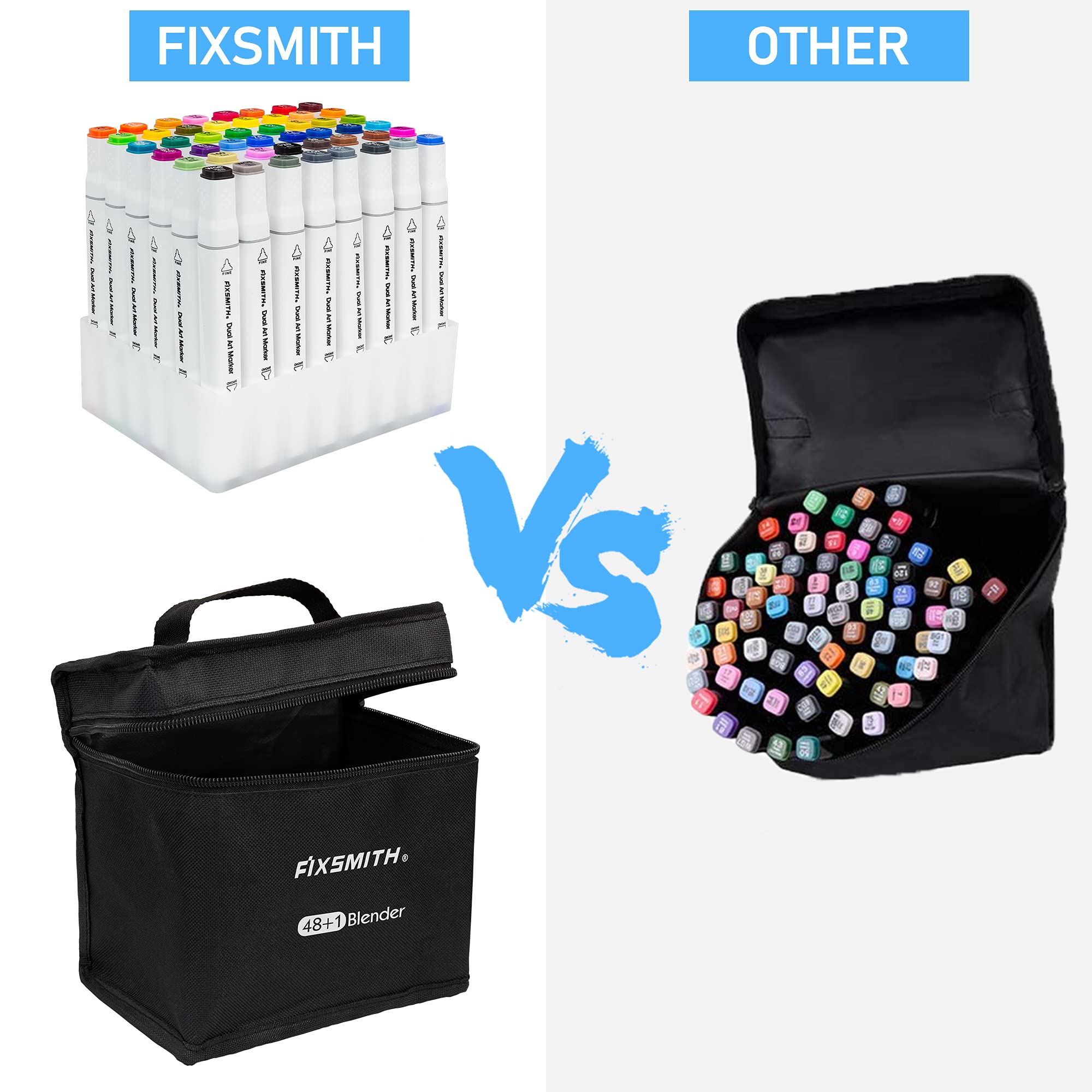 Buy FIXSMITH 48 Colors Alcohol Markers, Double Tipped Sketch Markers ...