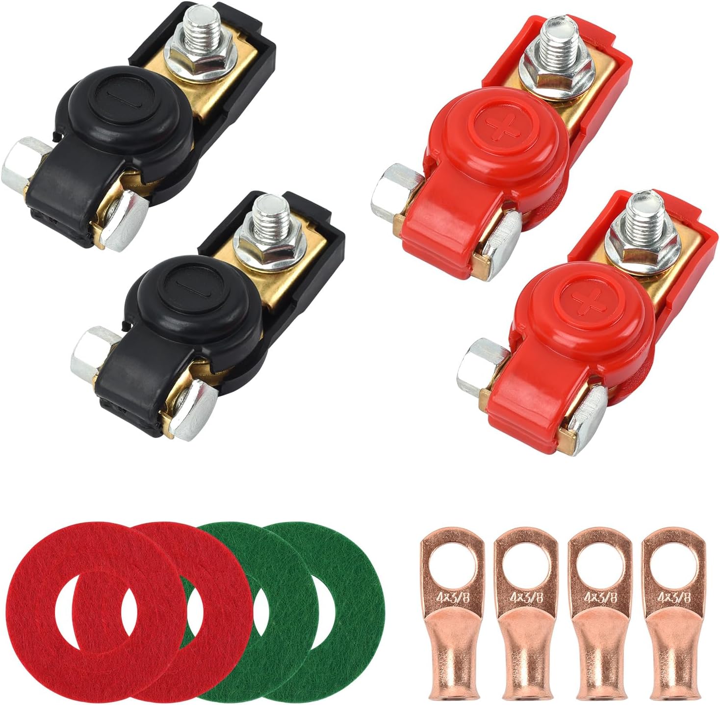 Amazon.com: KuanStore Car Battery Terminal Kit: 2-Pairs Connectors with ...