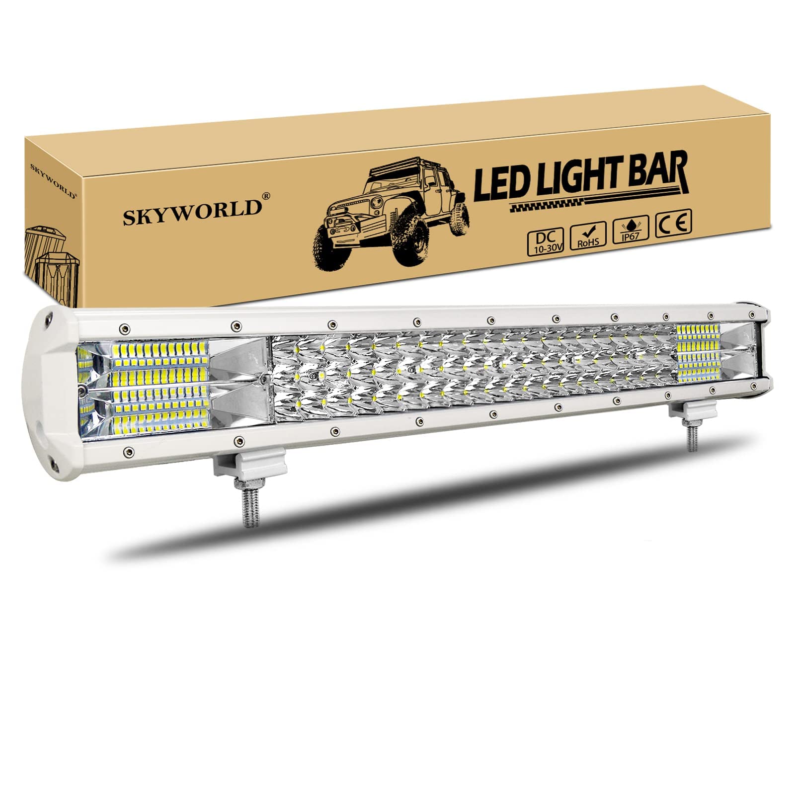 SKYWORLD 23 inch 324W LED Light Bar White Spot Flood Combo Beam Led Bar ...