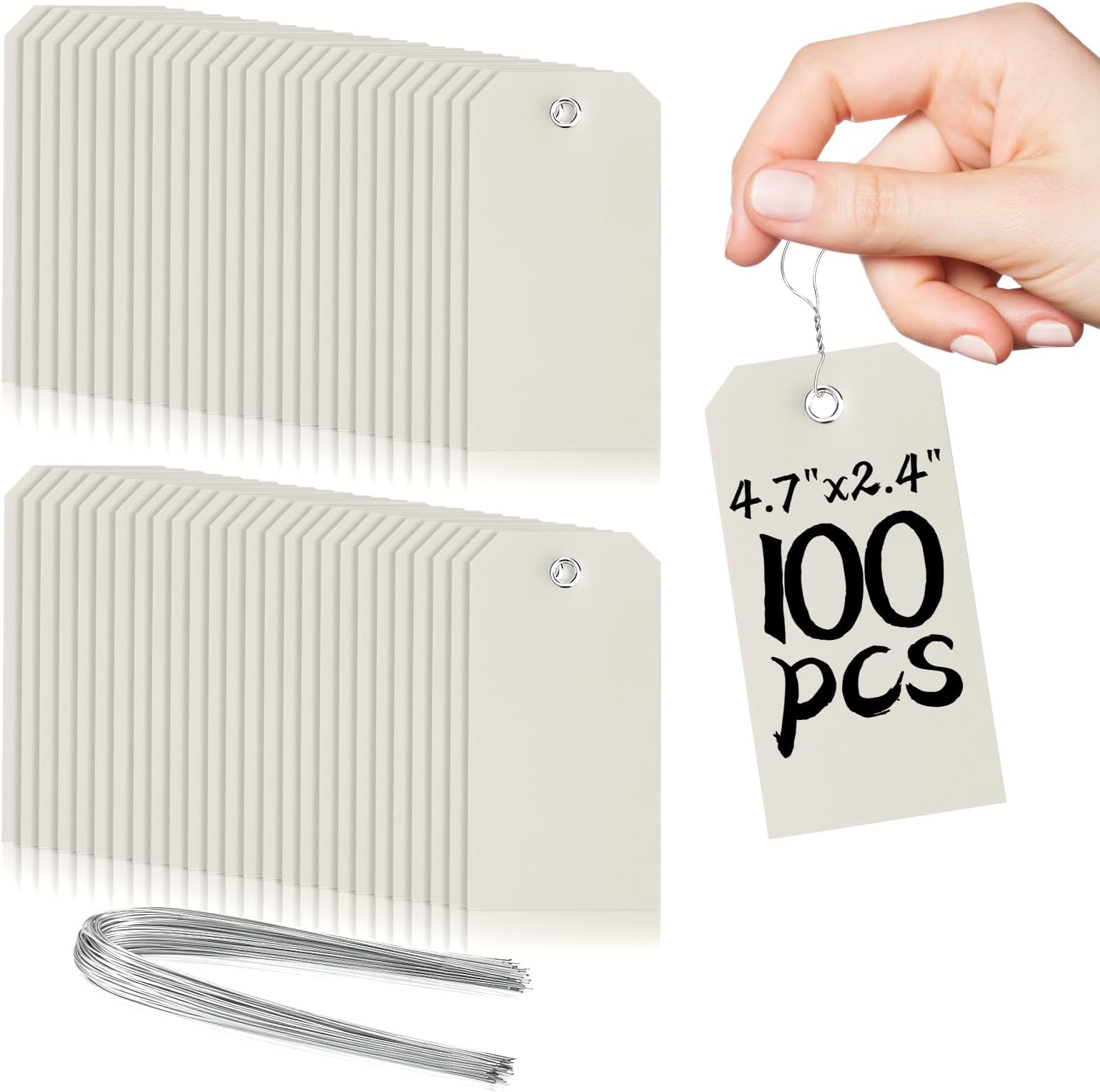 Amazon.com : 100 Pieces Plastic Shipping Tags with Wires Blank Labeling ...