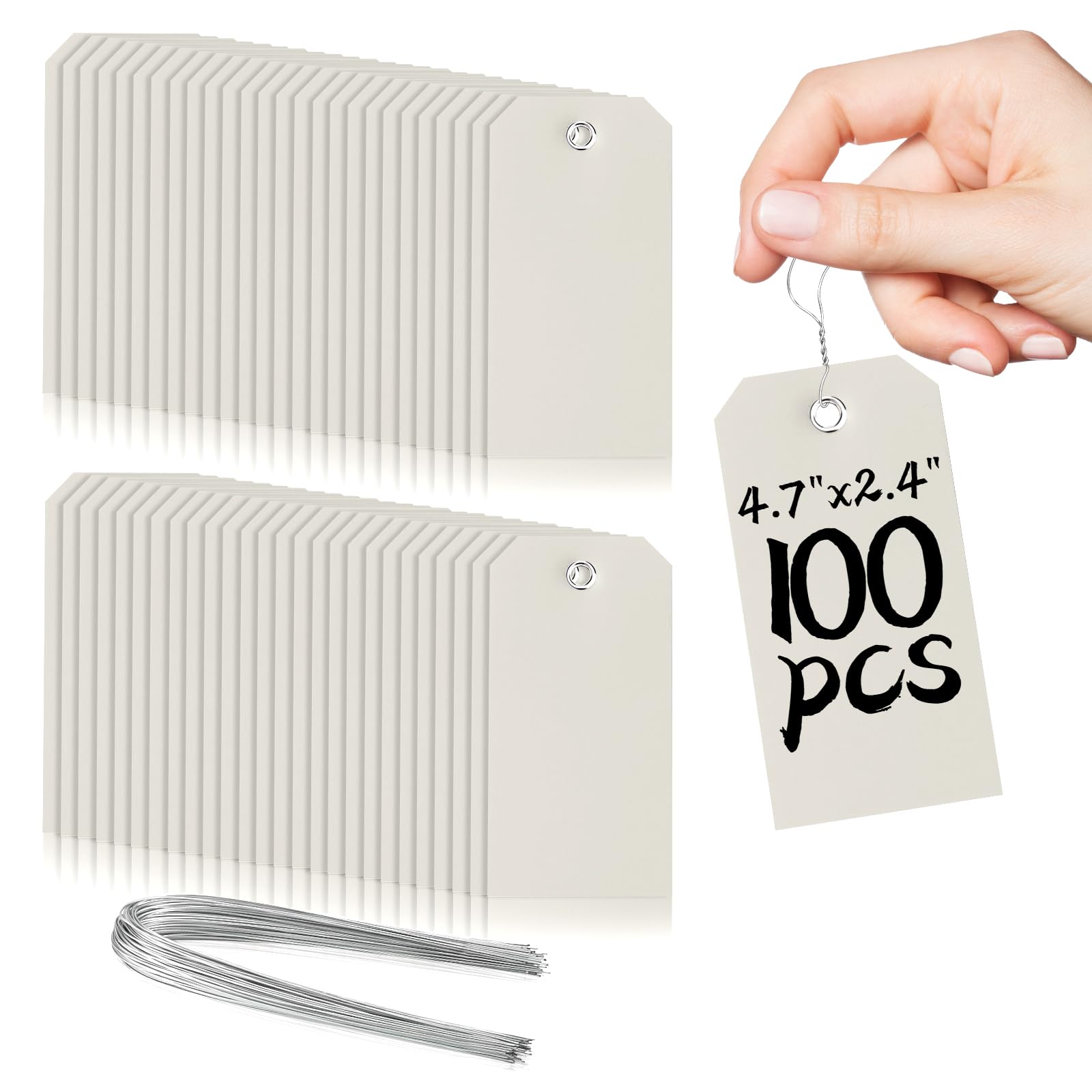 Amazon.com : 100 Pieces Plastic Shipping Tags with Wires Blank Labeling ...