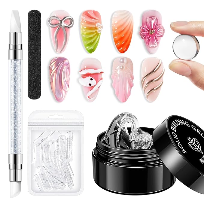 Amazon.com: modelones 3D Gel Nail Art Kit, Hard Sculpting Gel for Nail ...
