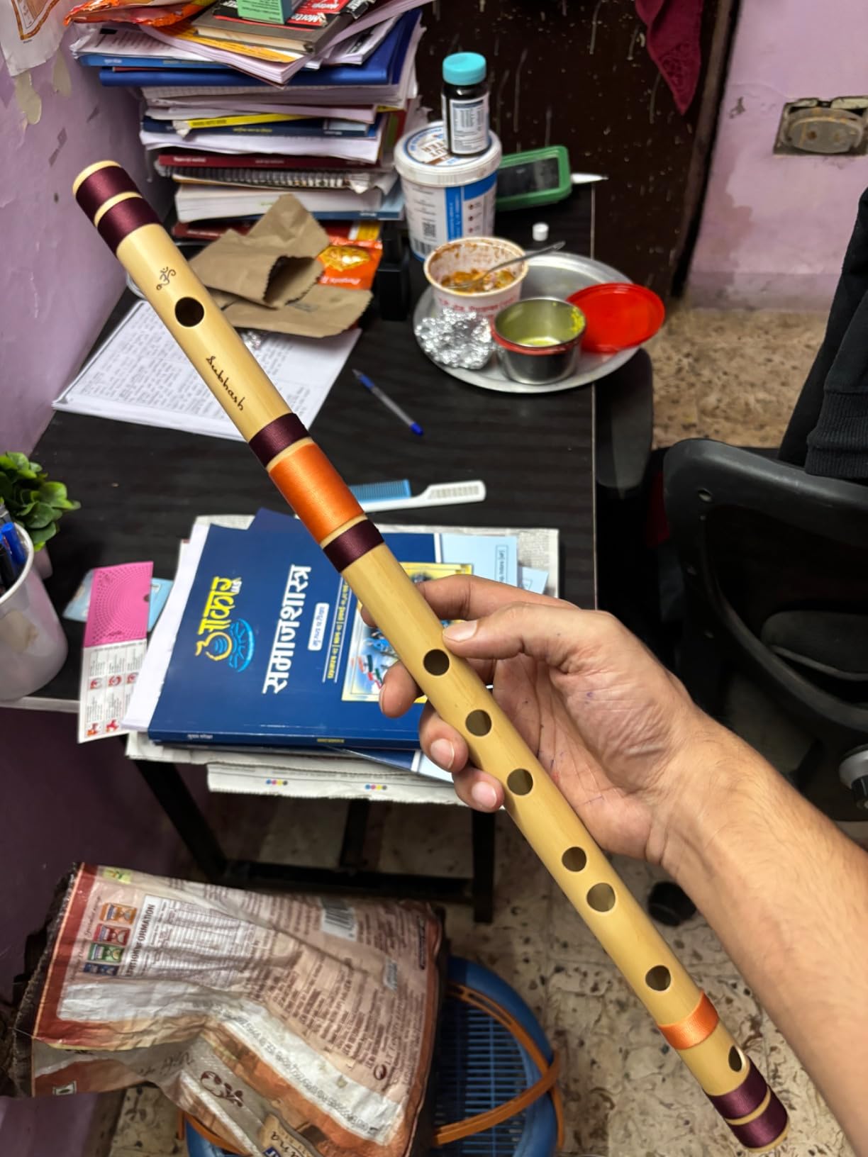 Punam Flutes C Natural Medium Left Hand Size 19.5 Inches : Amazon.in ...