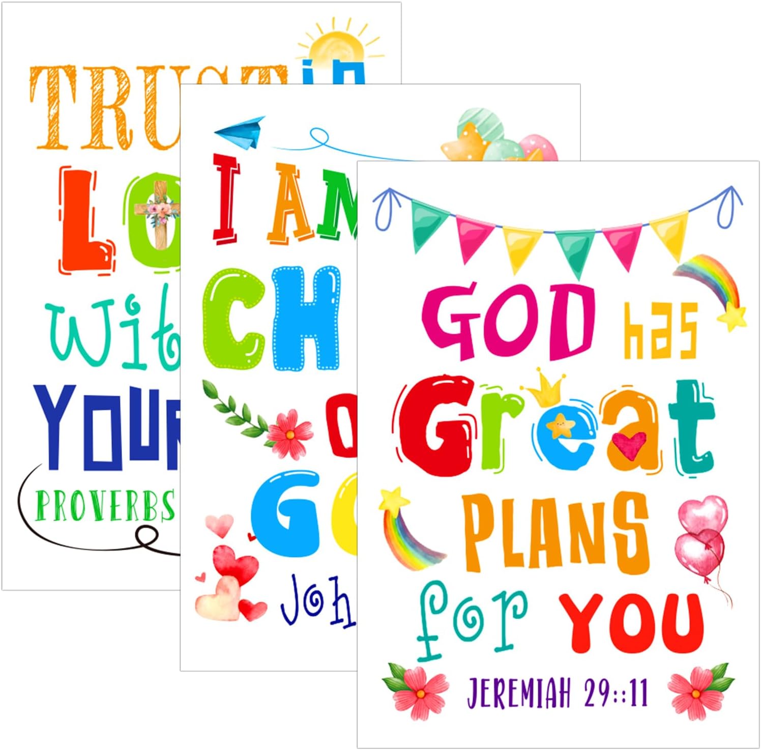 Amazon.com: PETCEE Bible Verse Posters - 3PCS Christian Posters for ...