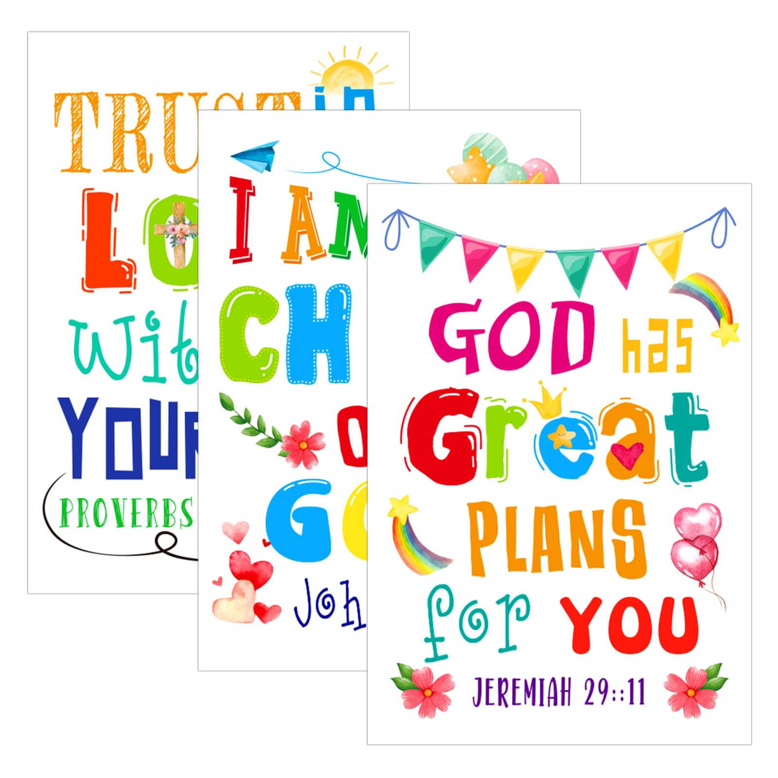 Snapklik.com : Bible Verse Posters - 3PCS Christian Posters For Kids ...