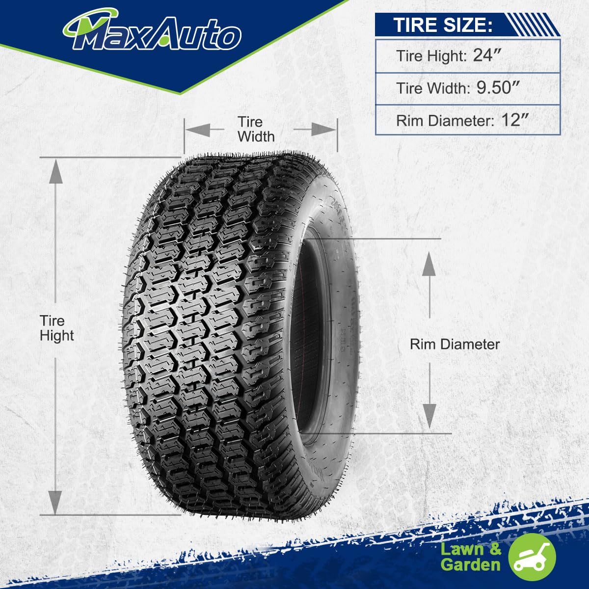 Snapklik.com : 2Pcs 24X9.50-12 Lawn Mower Tires 24x9.5x12 Riding ...