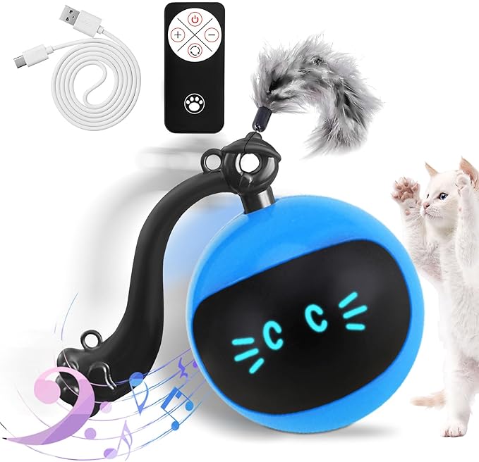 PAKESI Interactive Cat Toys for Indoor Cats,Remote Control Cat Toy Ball ...