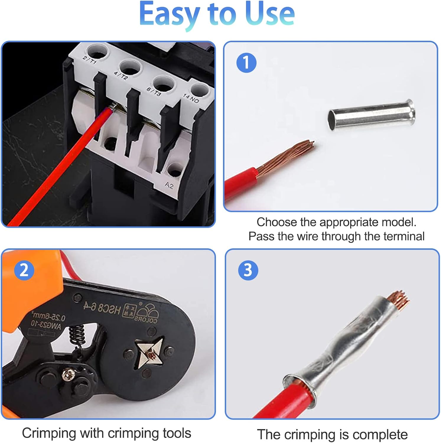 Wire Ferrules Kit,600 Pcs Crimp Connectors,Non Insulated Wire Ferrules ...