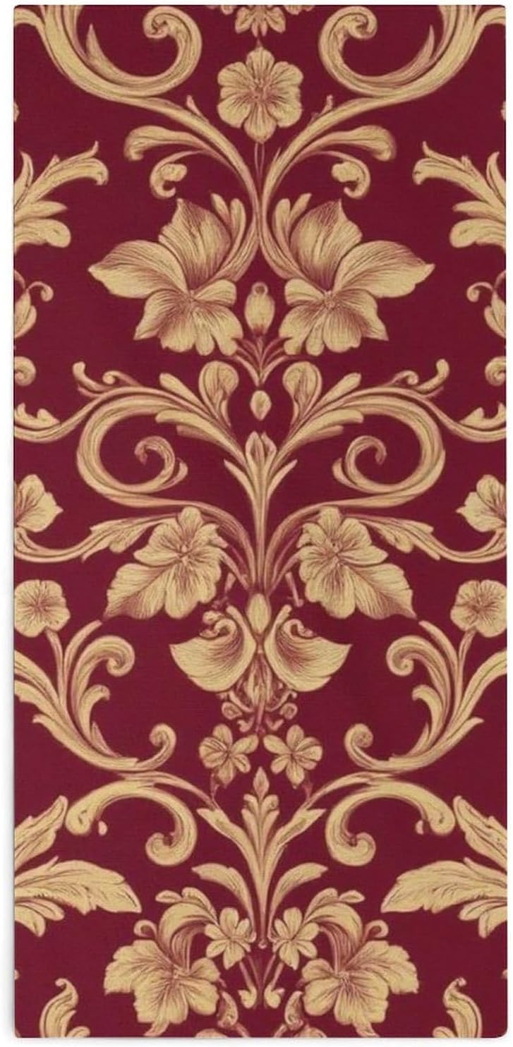 Amazon.com: PUYWTIY Luxury Hand Bath Towels, Flower Maroon Gold Floral ...