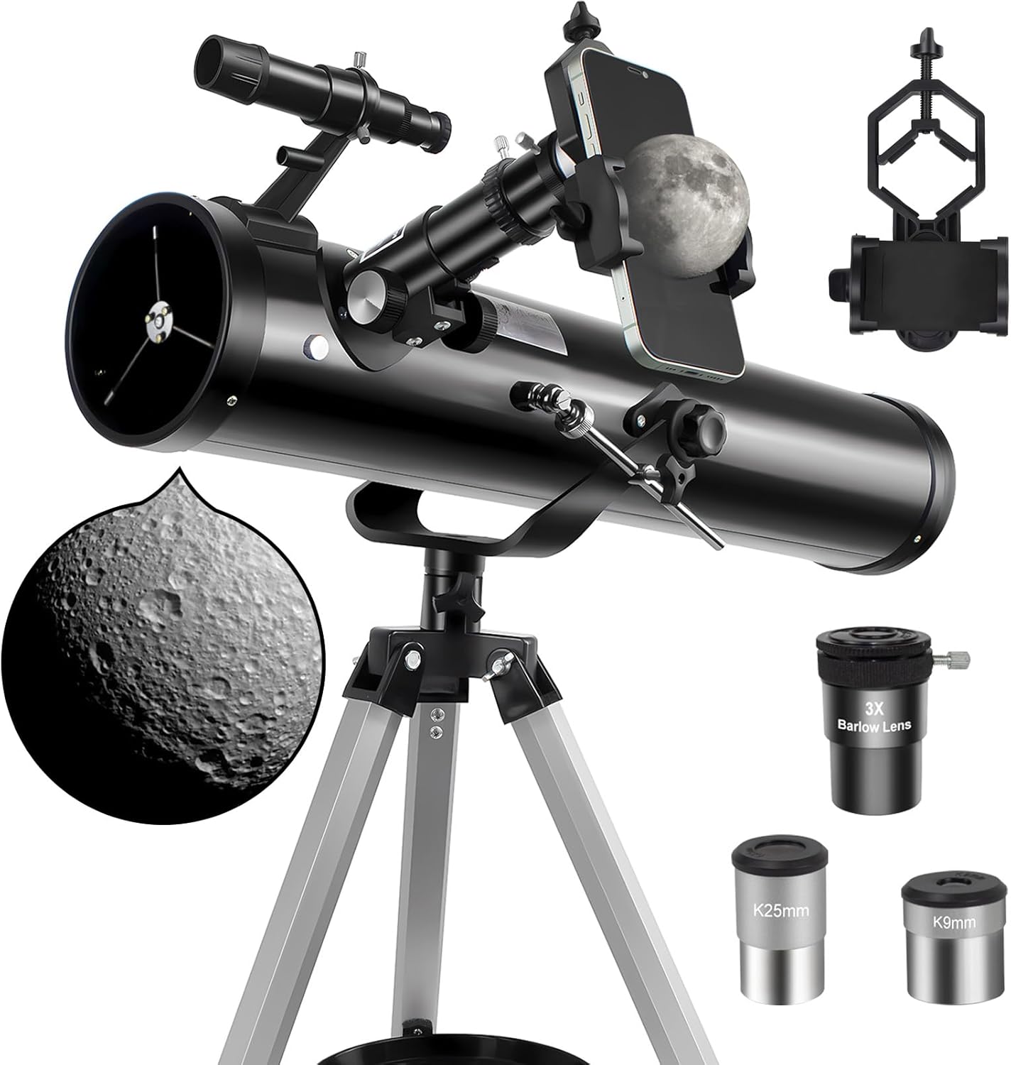 Telescope, 76mm Aperture 700mm Focal Length Astronomy Reflector ...