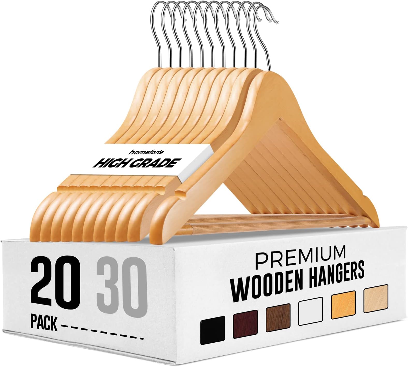 Amazon.com: HOUSE DAY Wooden Hangers 20 Pack Natural Wood Clothes ...