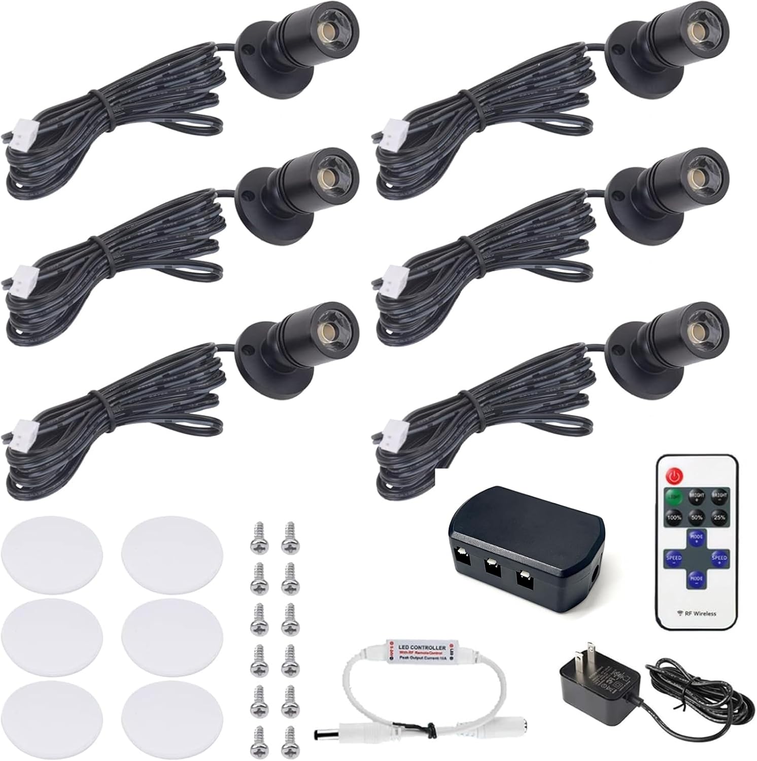 DEDC 6pcs LED Mini Spot Light, 3000K Spotlights with RF Dimmer, Art ...