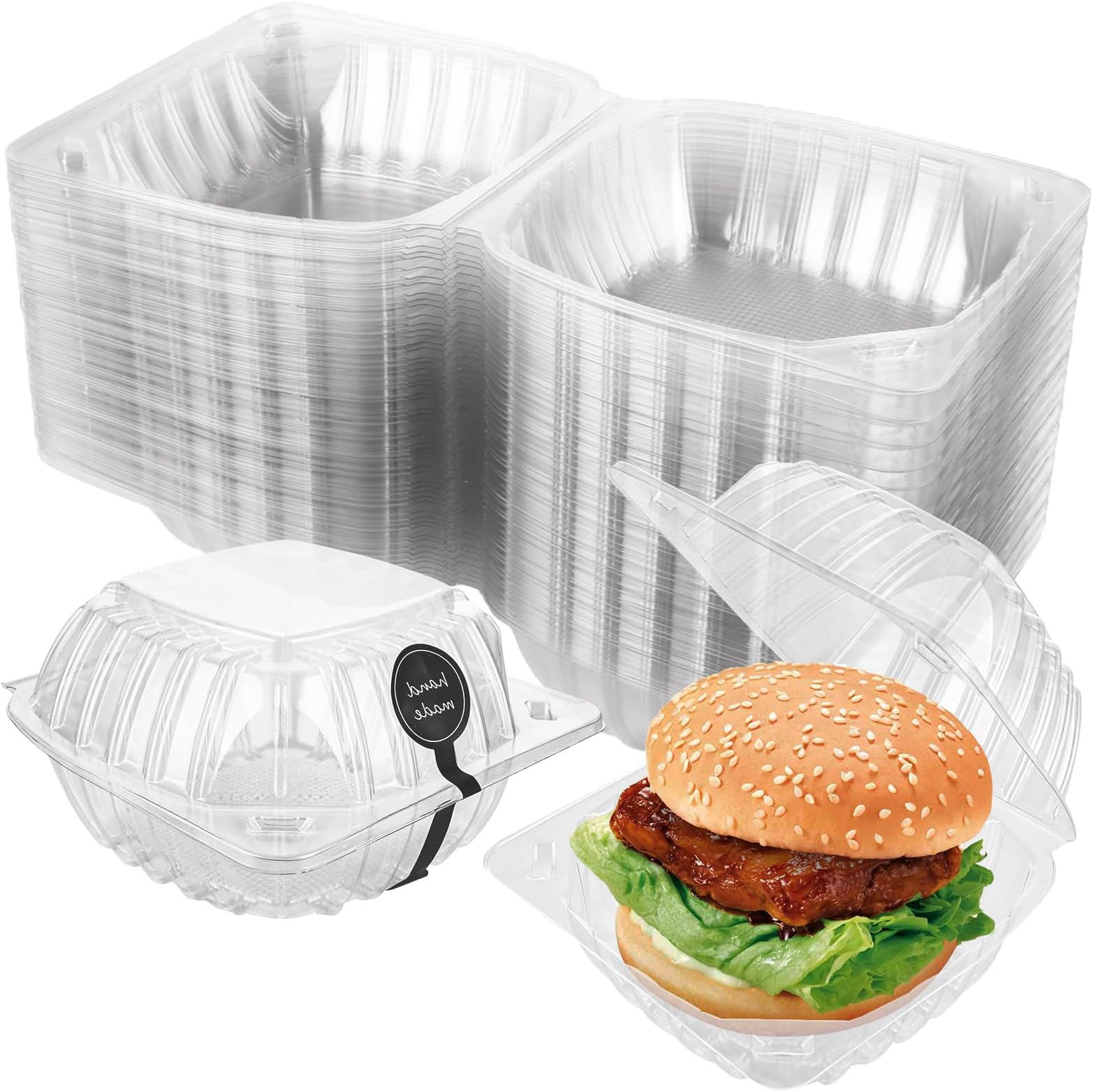Amazon.com: ZUQIAN 200 Pack Clear Clamshell Take Out Tray 6 x 6 x 3.15 ...