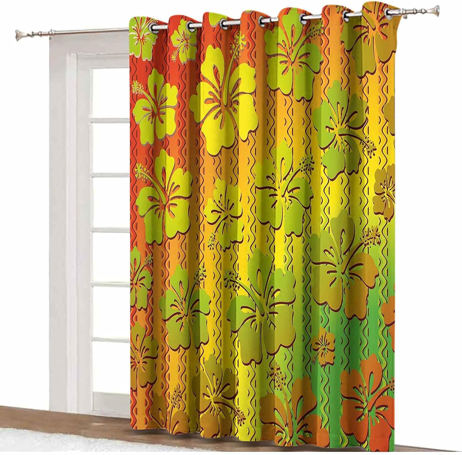 Rasta Room Divider Curtain,Hibiscus Exotic Jamaican Island Flower with ...