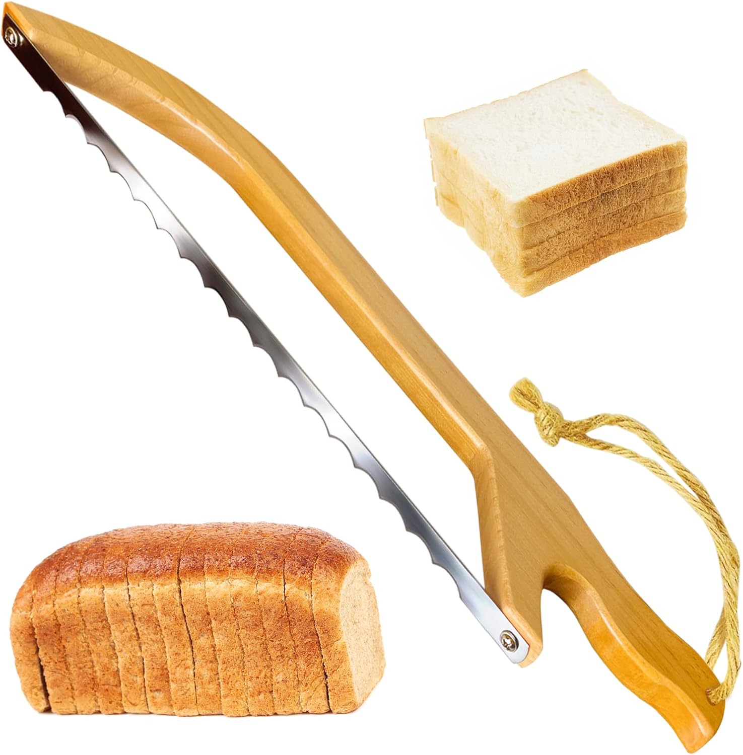 Amazon.com: Bread Slicer for Homemade Bread, 15" Wooden Sourdough Bread ...
