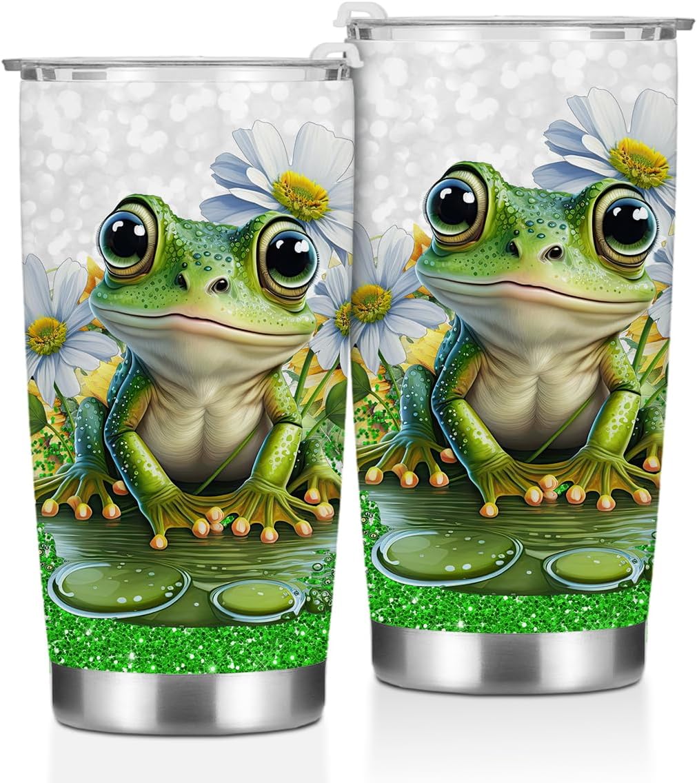 Amazon.com | Waldeal Three Little Frogs Tumblers Green Frog Tumblers ...