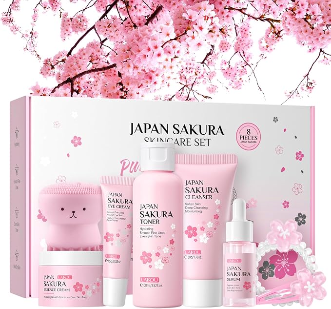SkinCare Set, JAPAN Sakura Skin Care Sets & Kits, Cleanser, Toner ...