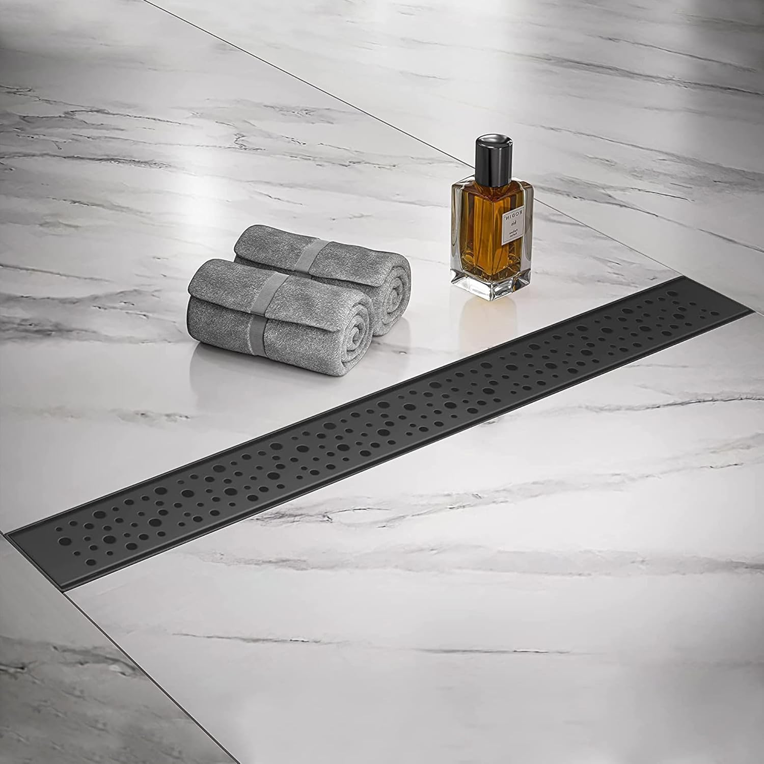 Sharp-tec 24 inch Linear Shower Drain, Black Rectangular Floor Drain, V ...