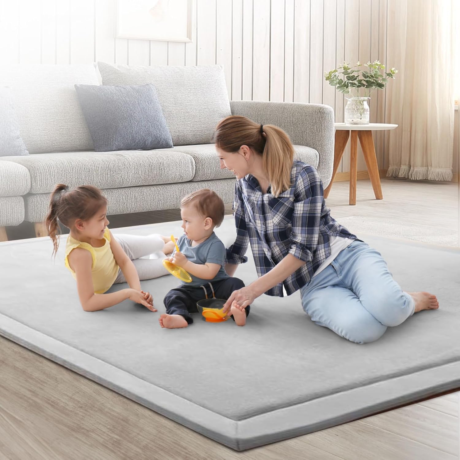 LIWEGHT Baby Play Mat, Nursery Area Rug Coral Velvet Crawling Rugs for ...