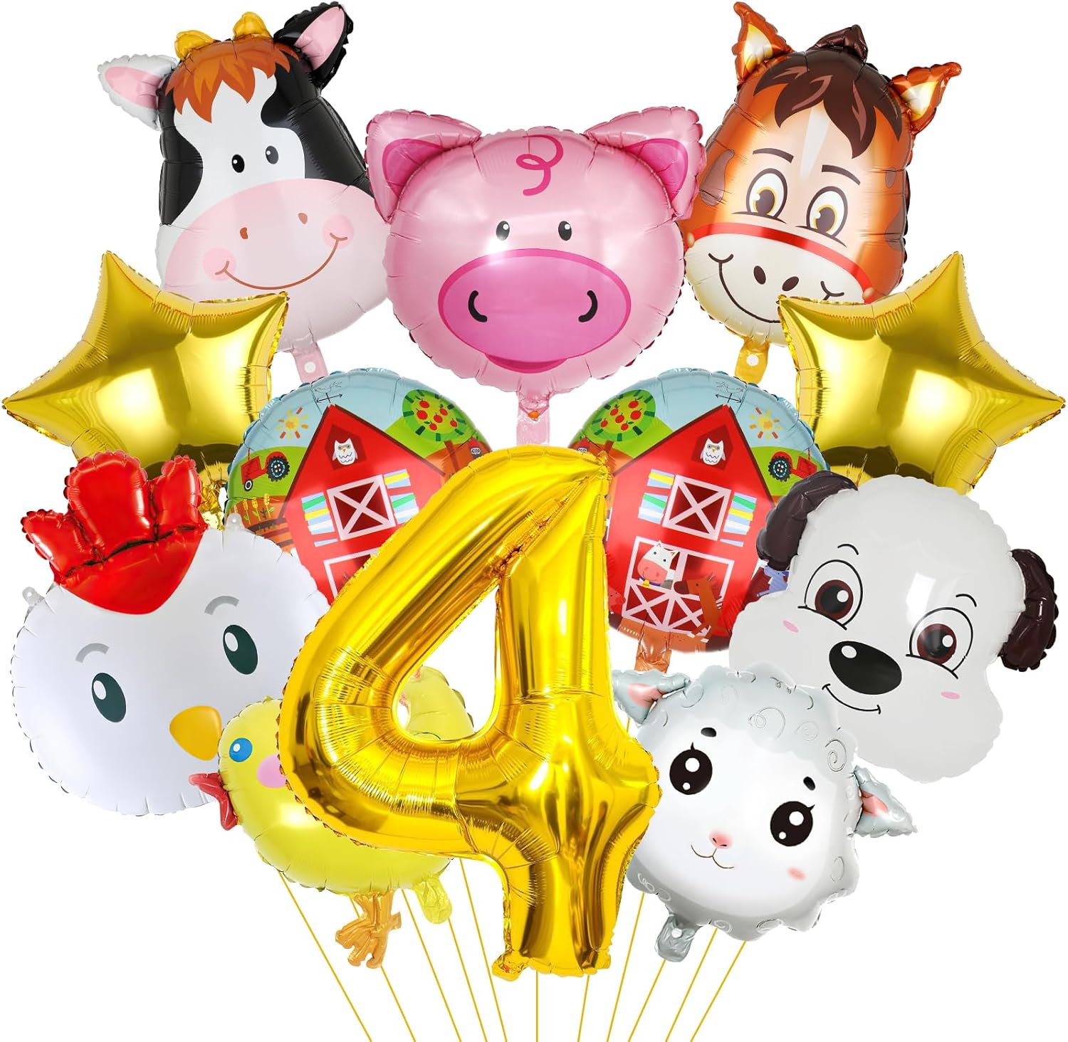 Amazon.com: Farm Animal Balloons 4th Birthday Decorations - 12Pcs Farm ...